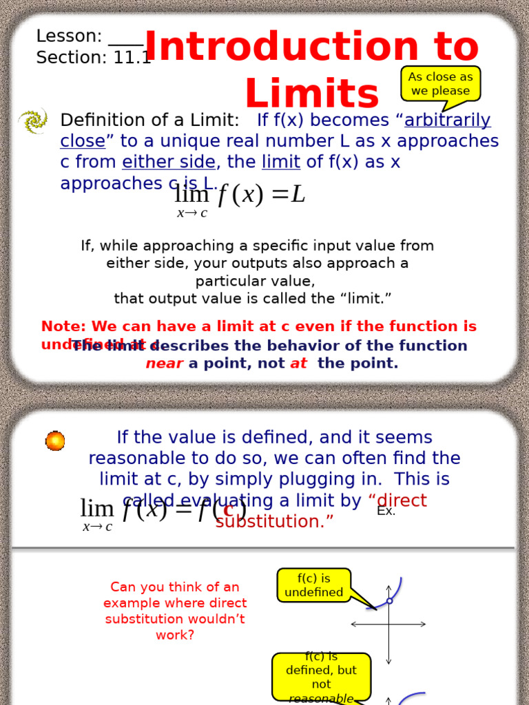 PC 11.1 Intro To Limits | PDF | Limit (Mathematics) | Asymptote