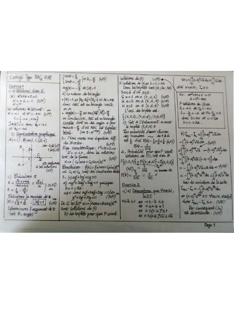 Corrigé Type BAC D Math-1 | PDF