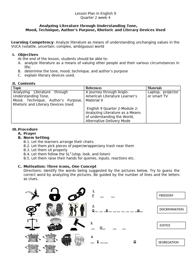 Lesson Plan in English 9 | PDF | Rhetoric