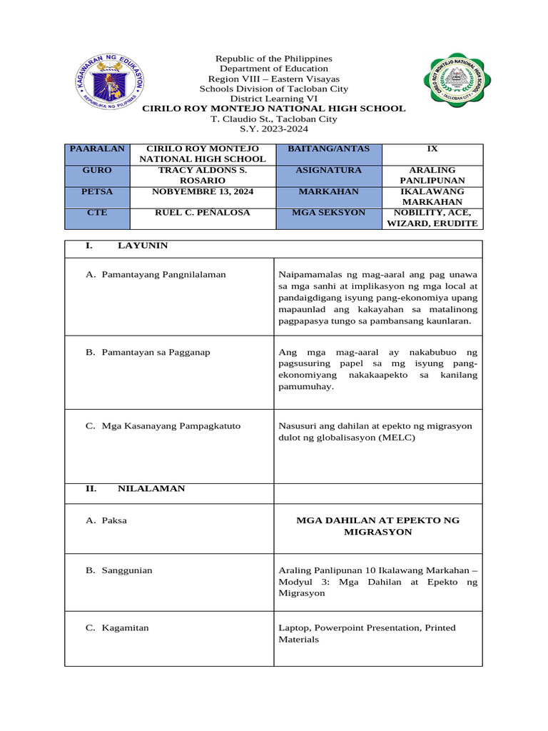 Lesson Plan Grade 10 | PDF