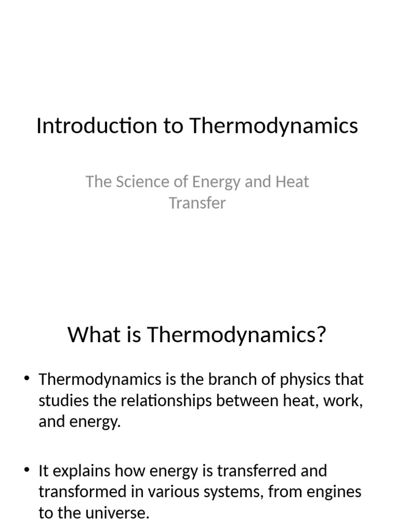 Introduction To Thermodynamics | PDF