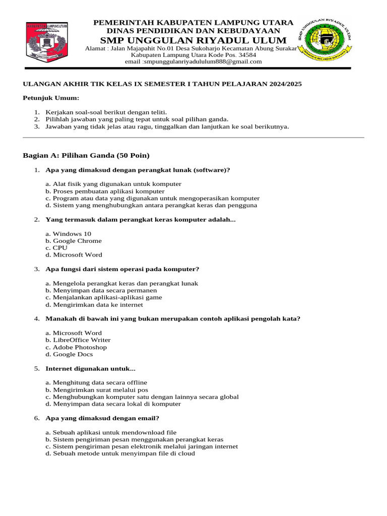 Ulangan Tik Ix 2024 | PDF