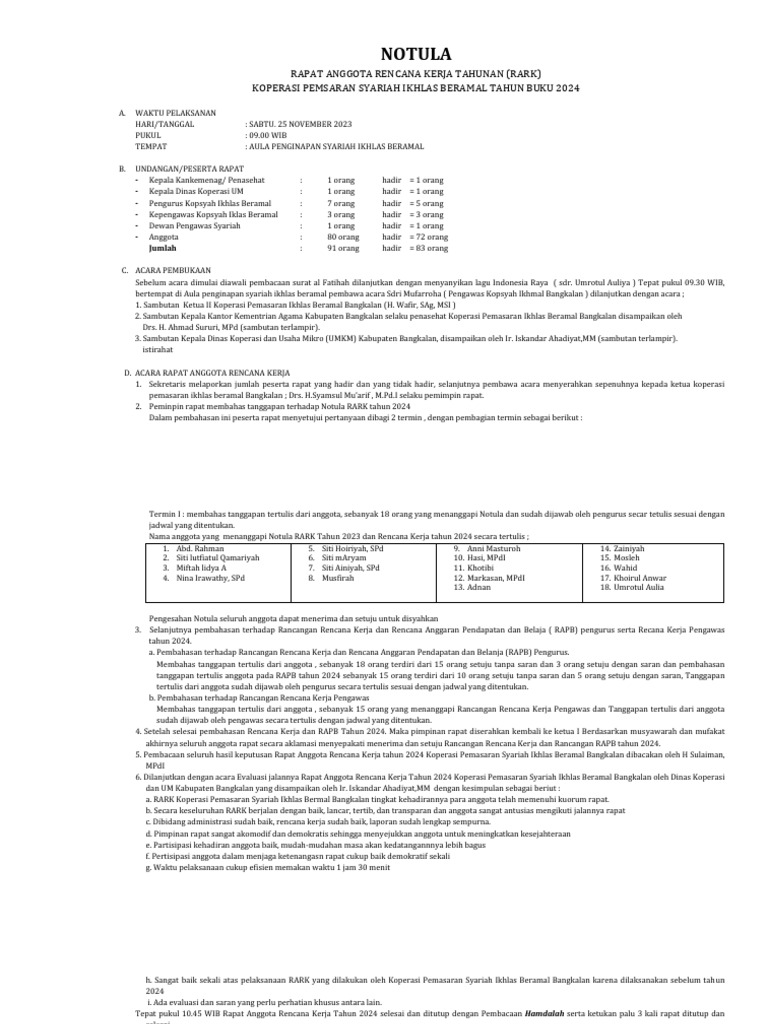 Notula - Rark 2025 | PDF