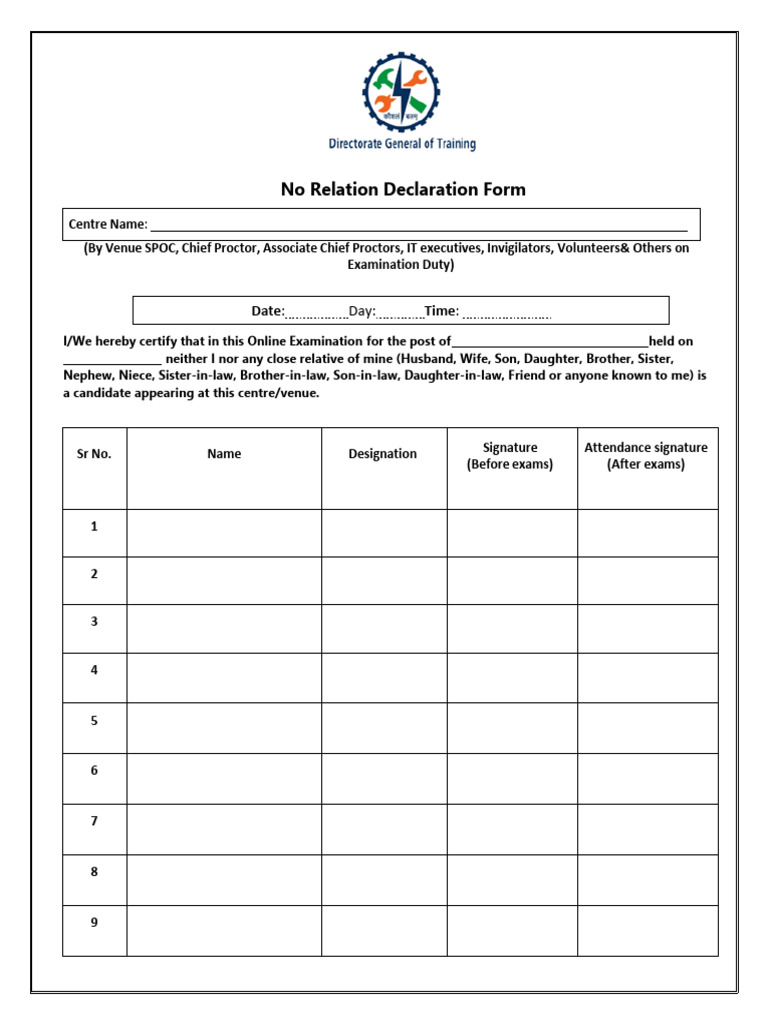 No Relation Declaration Form | PDF