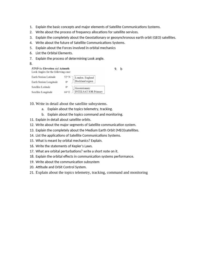 Satellite Communication Important Questions | PDF