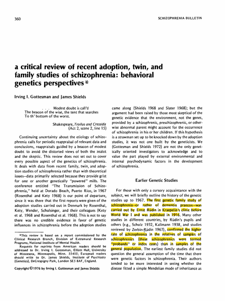 A Critical Review of Recent Adoption, Twin, and Family Studies of ...
