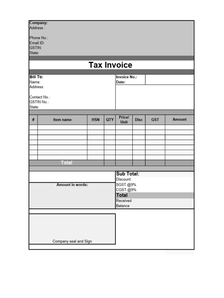 Brokerage Invoice Template Format | PDF