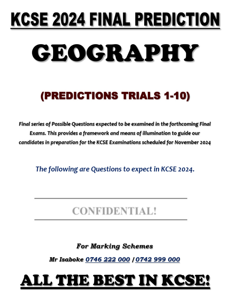 Kcse 2024 Geography Final Prediction | PDF | Rock (Geology) | Glacier