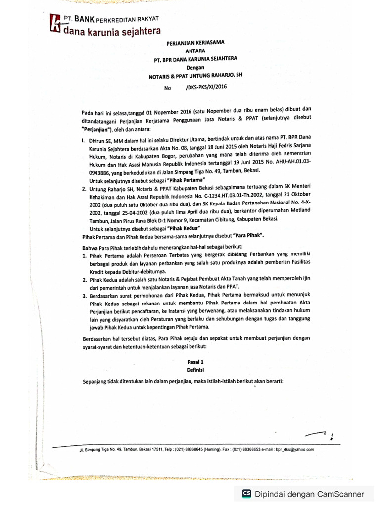 PKS NOTARIS UNTUNG RAHARJO | PDF