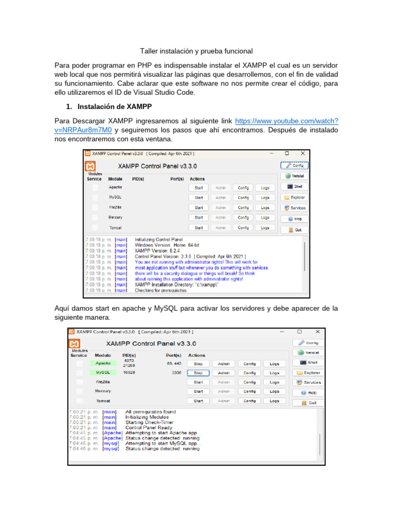 Taller Instalación y Prueba Funcional | PDF