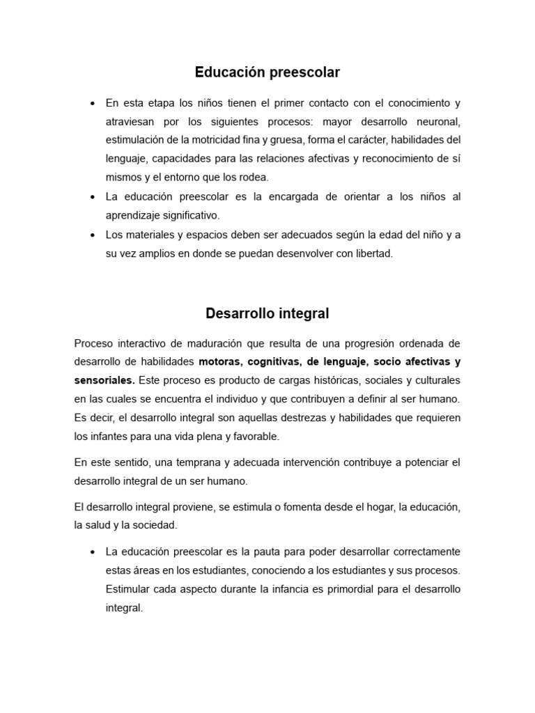 Desarrollo Integral | PDF | Aprendizaje | Educación de la primera infancia