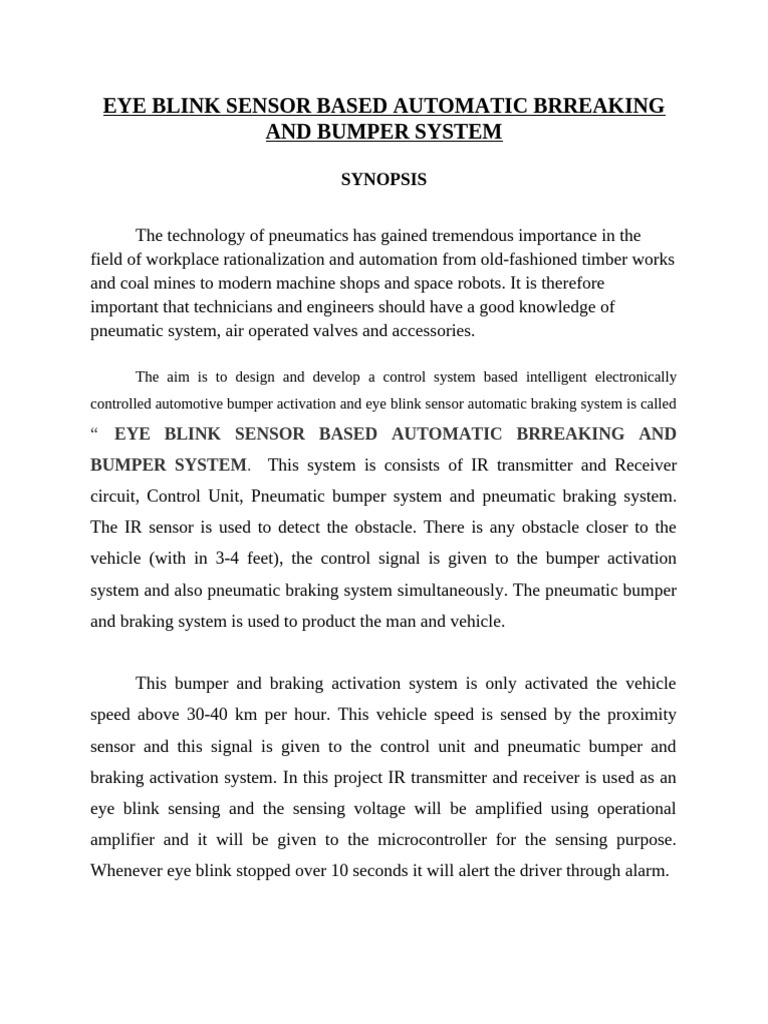 4.0 Eye Blink Sensor Based Automatic Brreaking and Bumper System - Seat ...