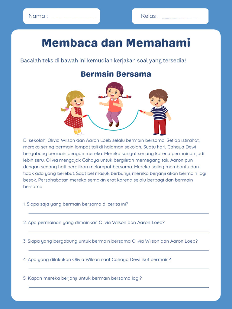 Lembar Kerja Membaca Kelas 3 SD | PDF