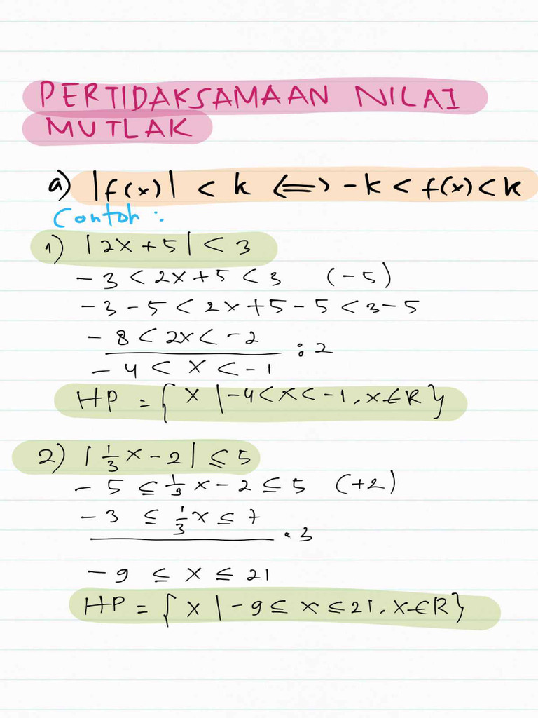 Pertidaksamaan Nilai Mutlak | PDF