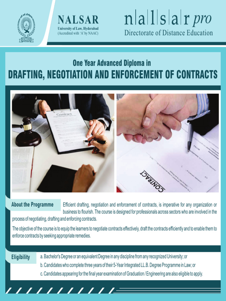 NALSAR Contract Drafting Diploma Course | PDF | Educational Stages
