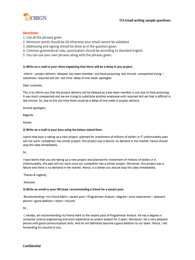 TCS Sample Email Writing Document | PDF | Baggage