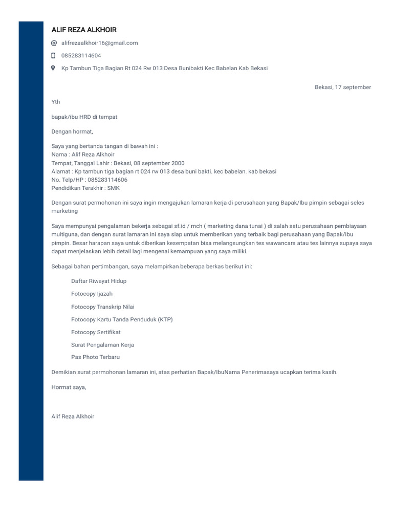 cv dan lamaran | PDF