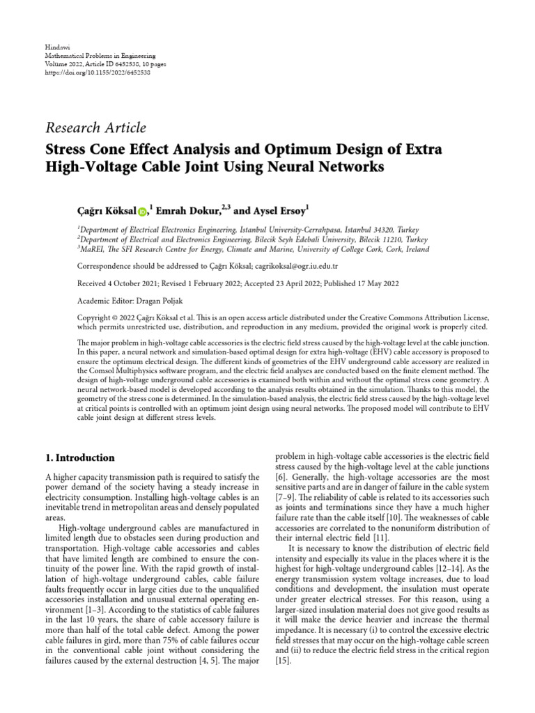 Stress Cone Effect Analysis and Optimum Design of | PDF | High Voltage ...