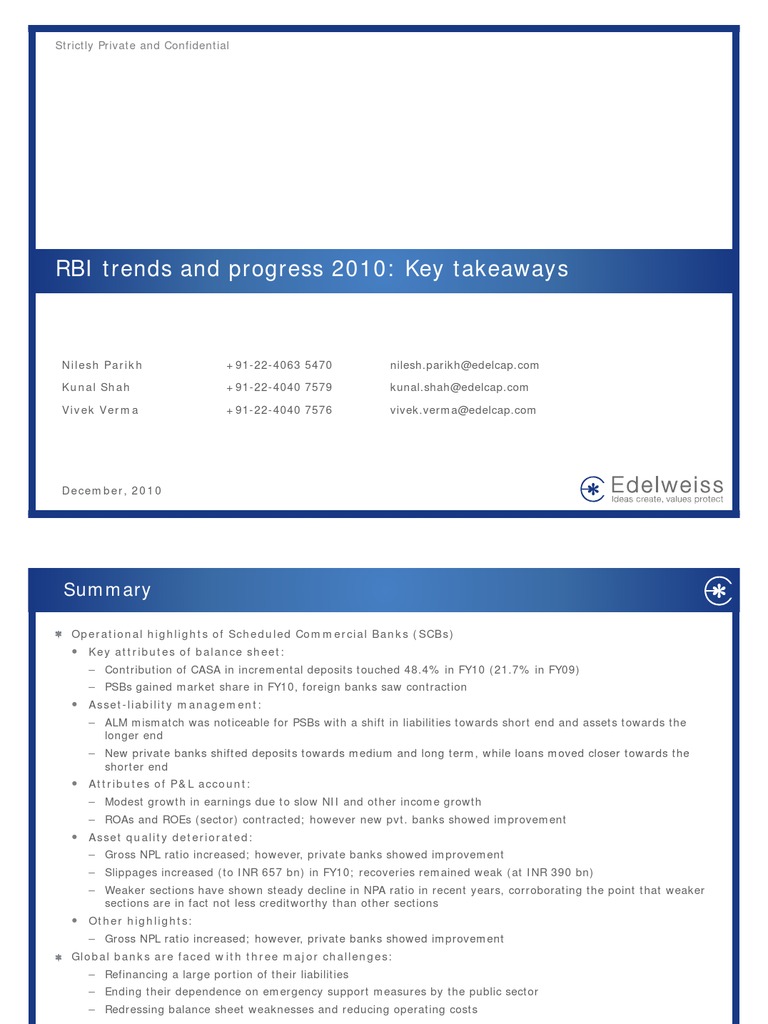 Edelweiss Banking Report | PDF | Credit (Finance) | Capital Market