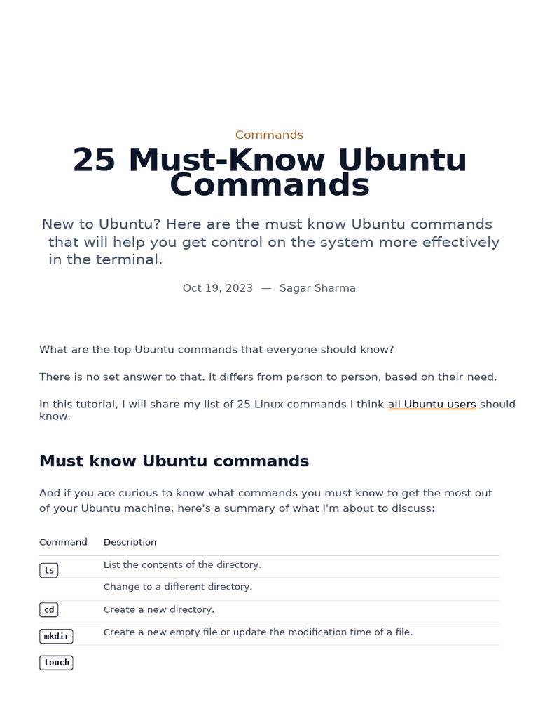 25 Must-Know Ubuntu Commands | PDF