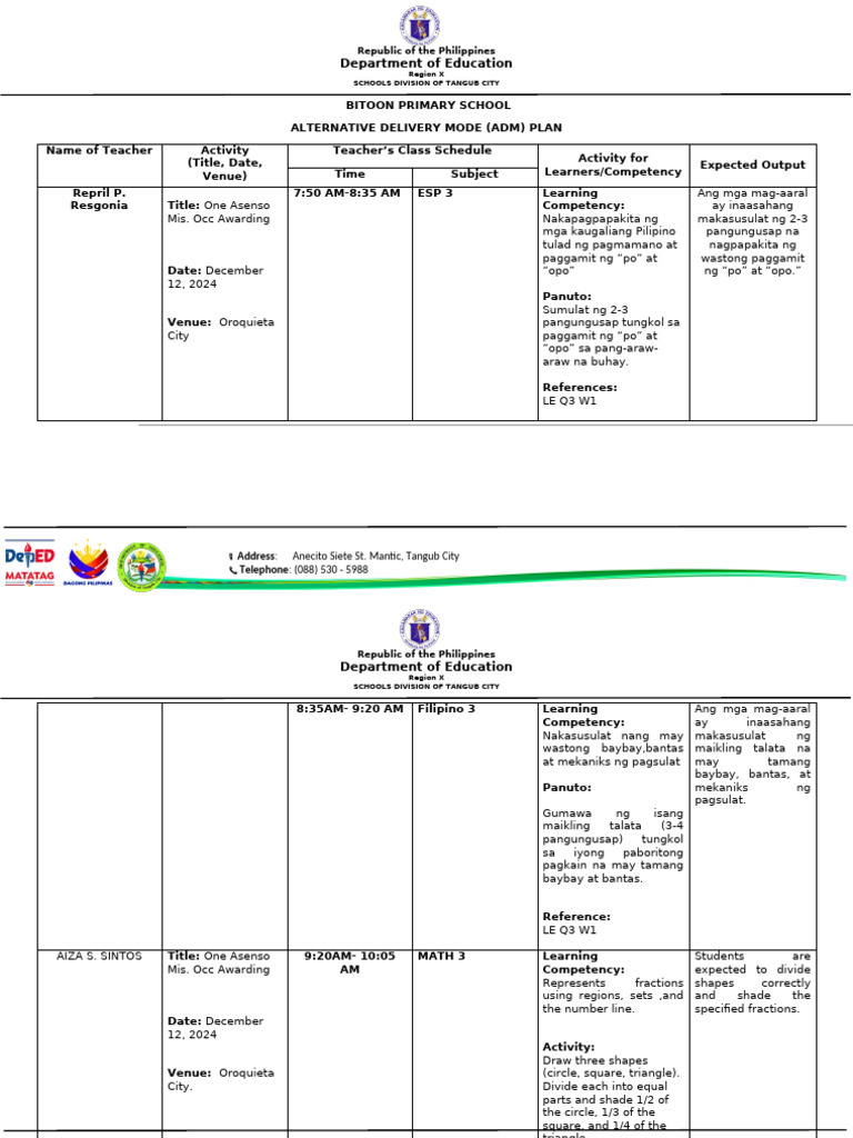 ADM-KINDERGARTEN-Q3-W3 | PDF