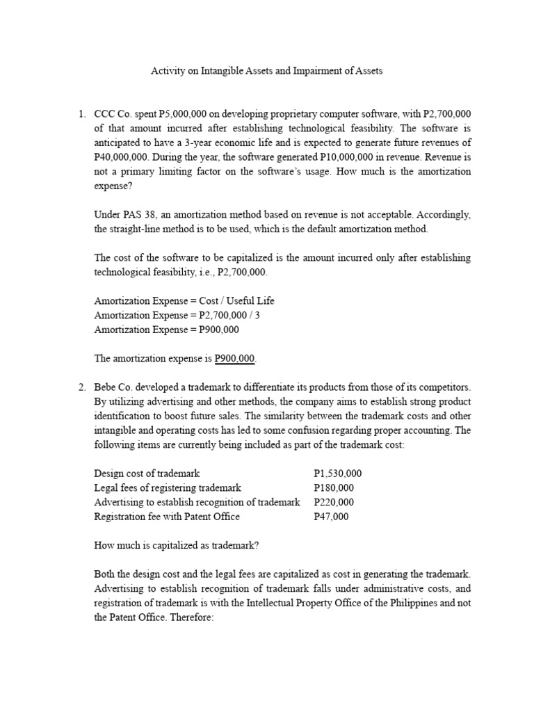 Intangible Assets Amortization & Impairment | PDF | Depreciation ...