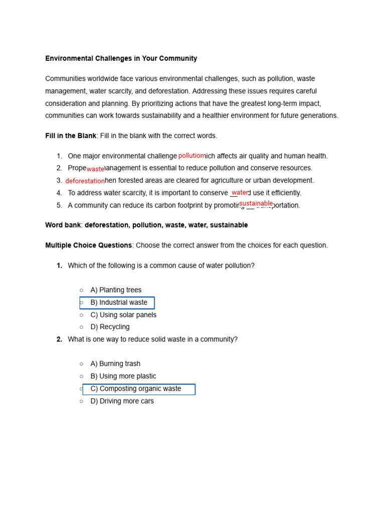 Amauri Paige - Environmental Challenges in Your Community | PDF | Waste ...