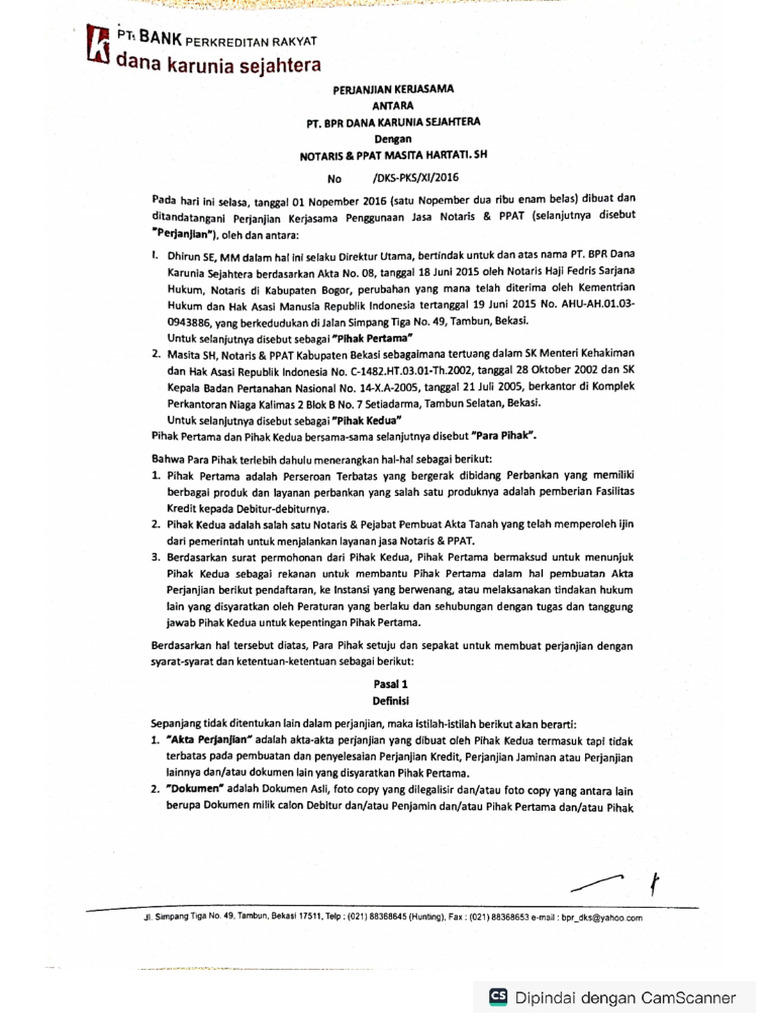 PKS Notaris Masita Hartati | PDF