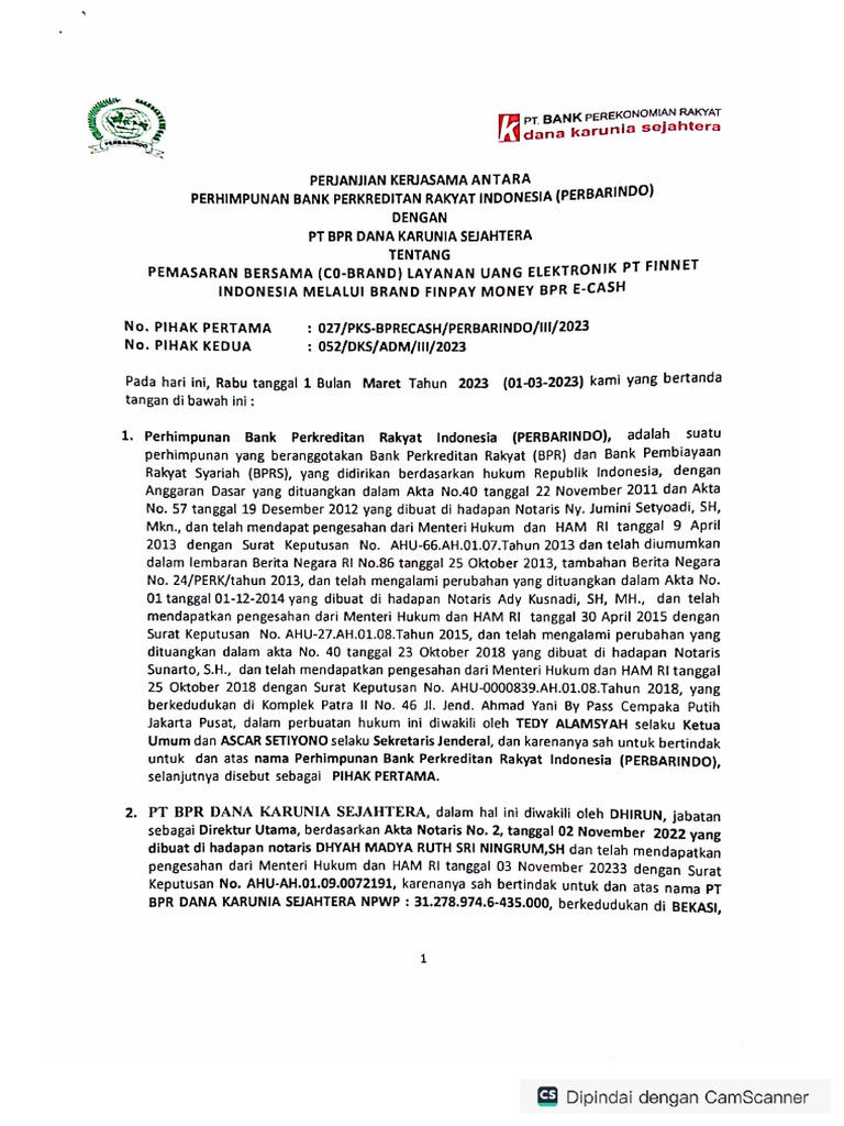 PKS PERBARINDO TENTANG E-CASH | PDF