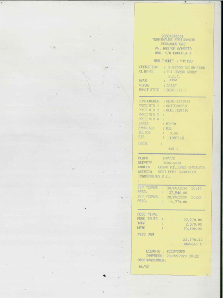TICKET BALANZA | PDF