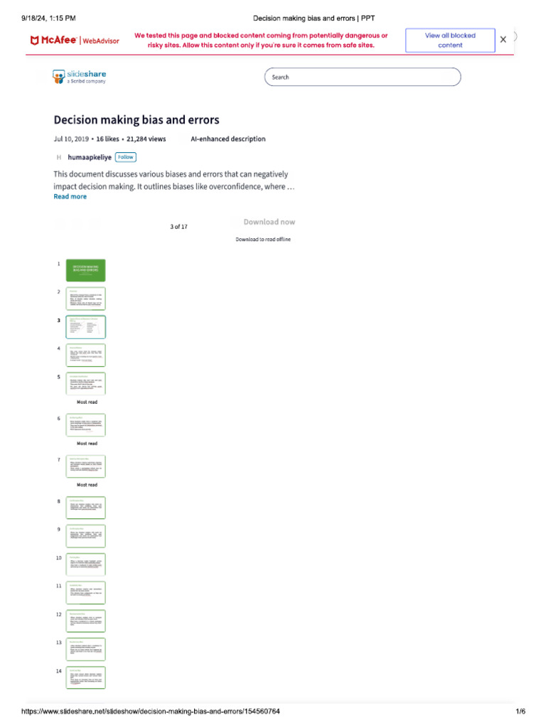 Biases and Errors in Decision Making | PDF