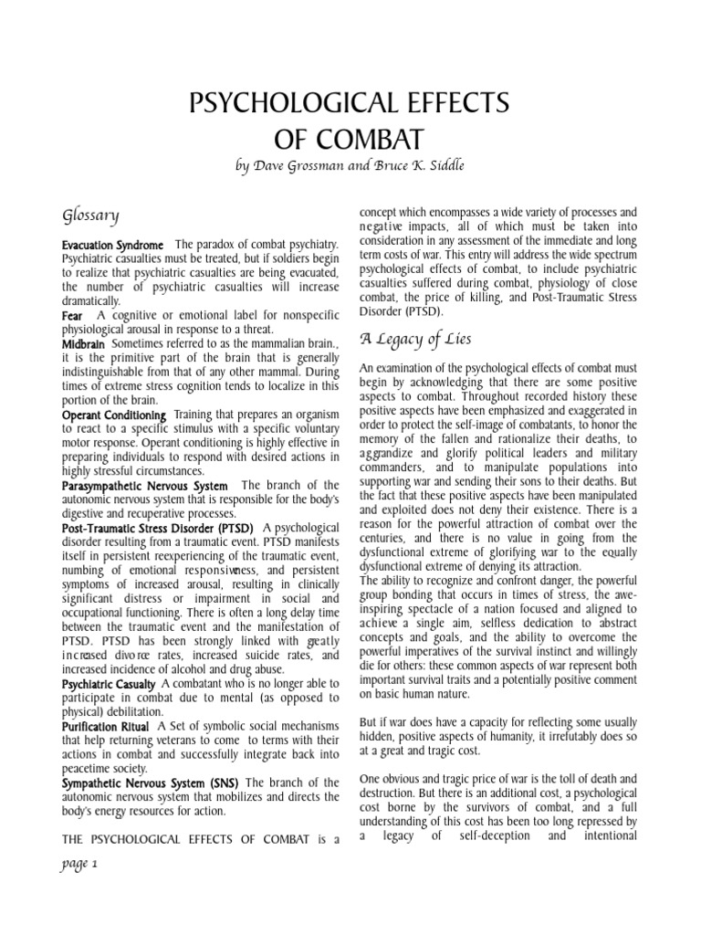 Psychological Effects of Combat | PDF | Psychological Trauma | Stress ...