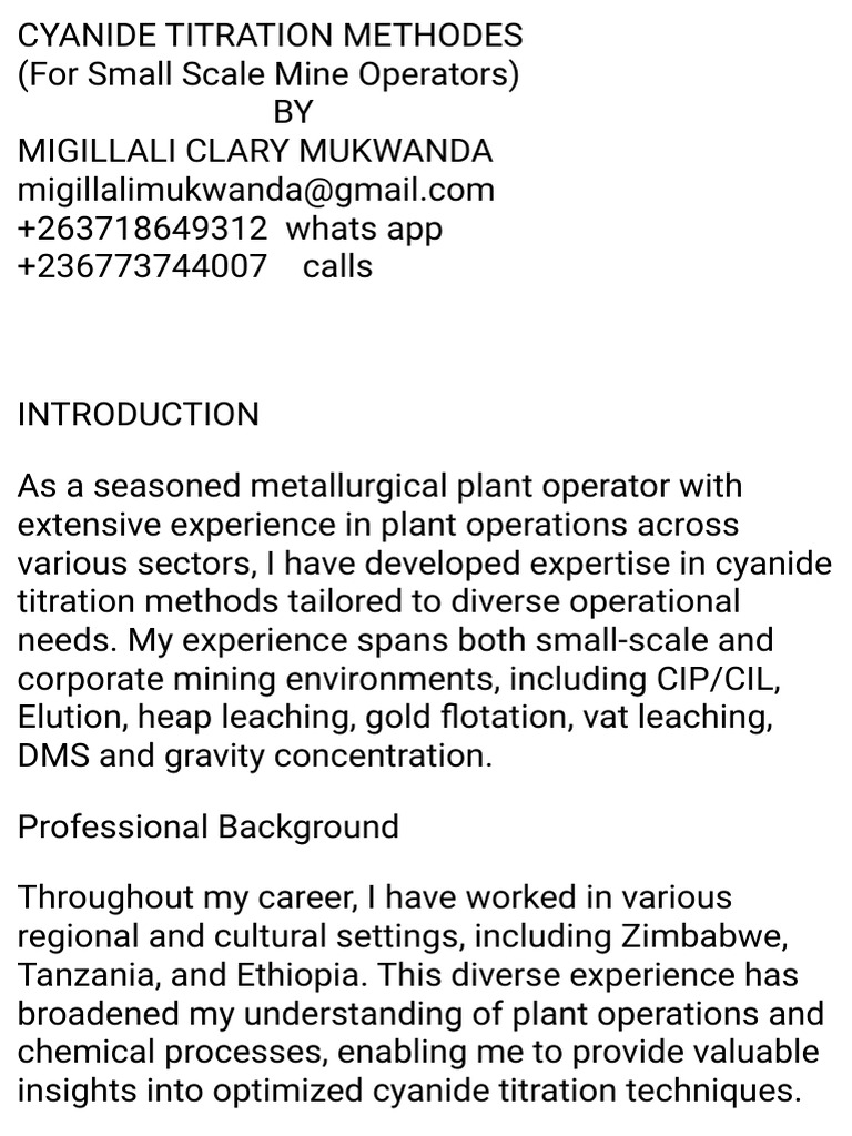 Small Scale Mines Titration Procedures | PDF | Titration | Chemistry