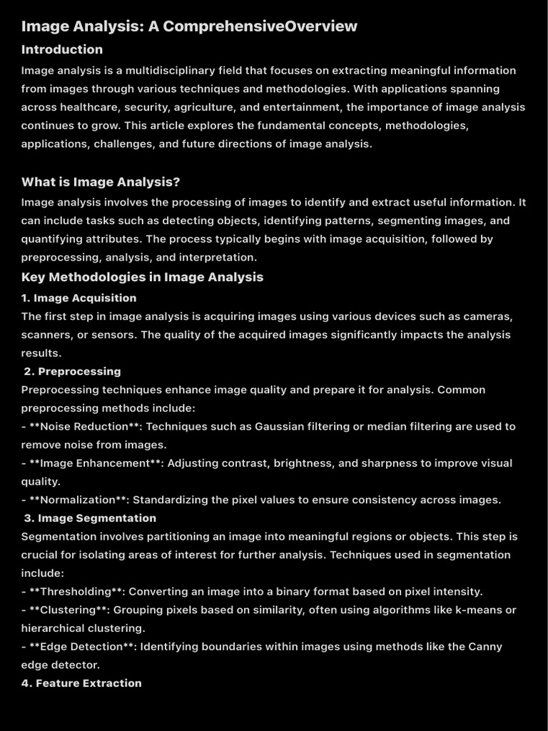 Comprehensive Image Analysis Overview | PDF | Image Segmentation | Machine Learning