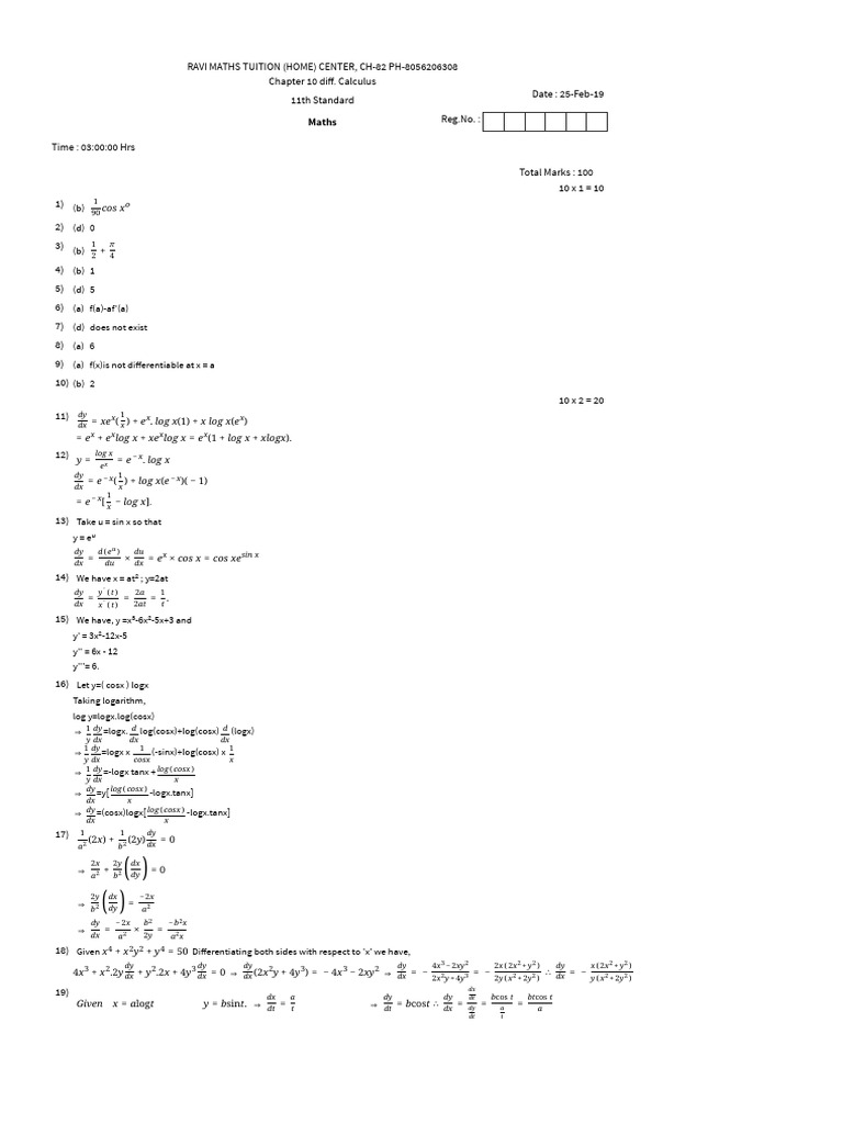 Namma Kalvi 11th Maths Chapter 10 Answer Key | PDF | Mathematical ... Namma Kalvi 11th Maths Chapter 10 Answer Key | PDF | Mathematical ...