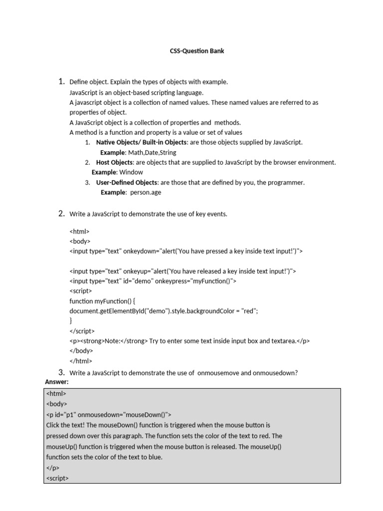 Cssqb 1 Pdf Java Script Parameter Computer Programming 0981