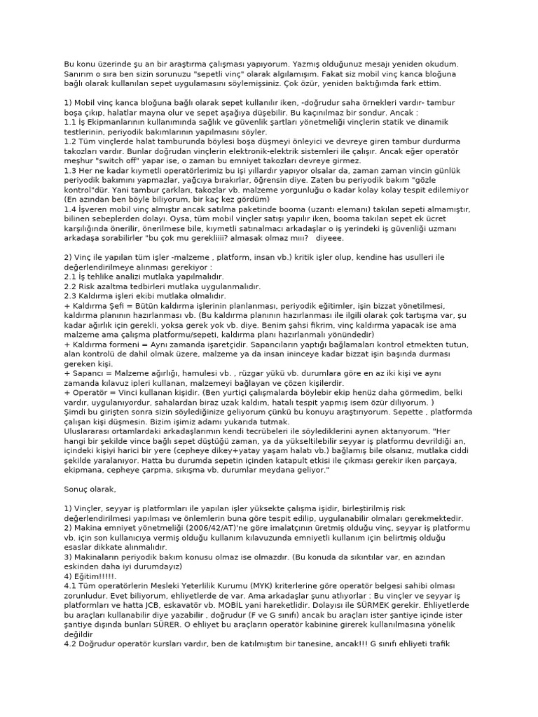 SEPET VİNÇ Talimat | PDF