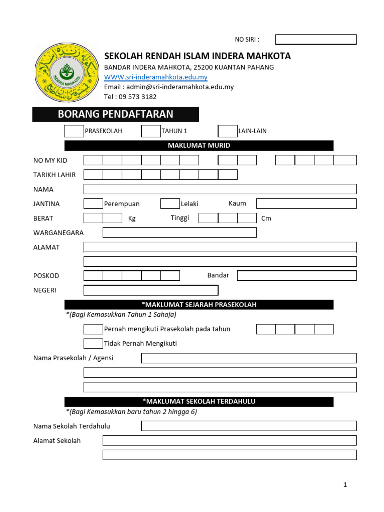 Borang Pendaftaran | PDF