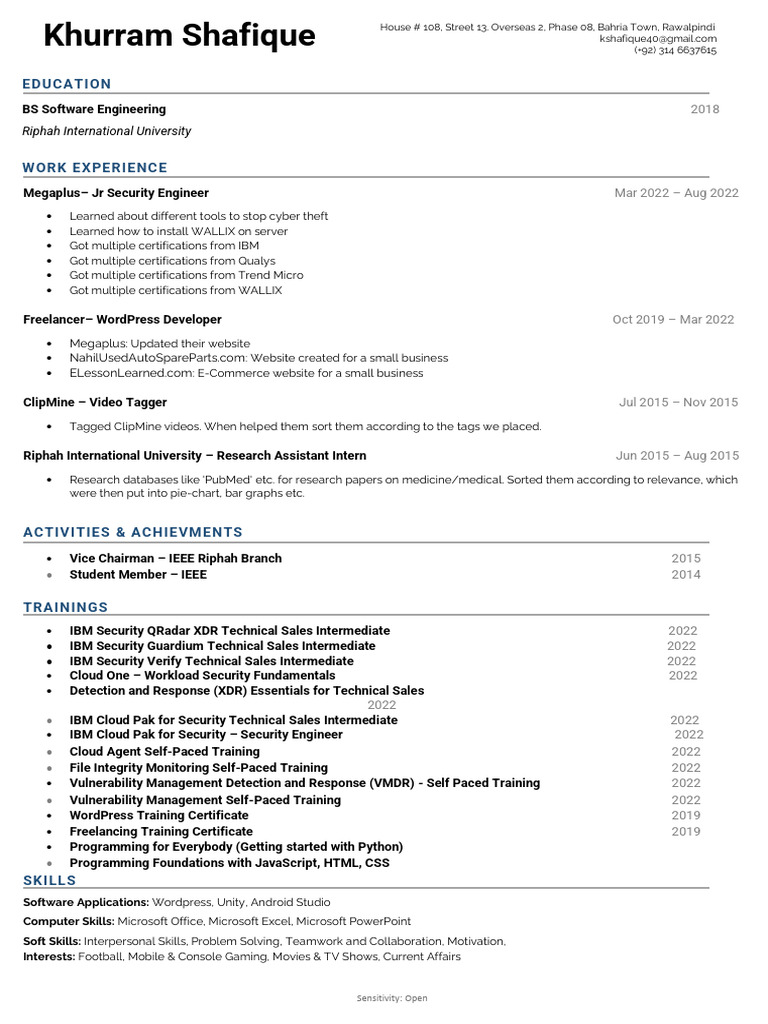 Khurram Shafique: Cybersecurity Profile | PDF | Cloud Computing | Computing