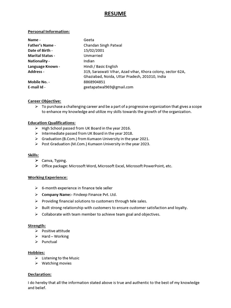 Resume_Geeta_Update (2) | PDF