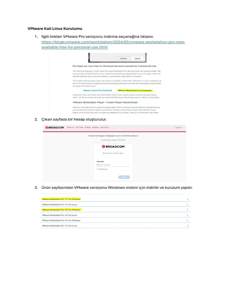Kali Linux Kurulum Rehberi - VMware | PDF