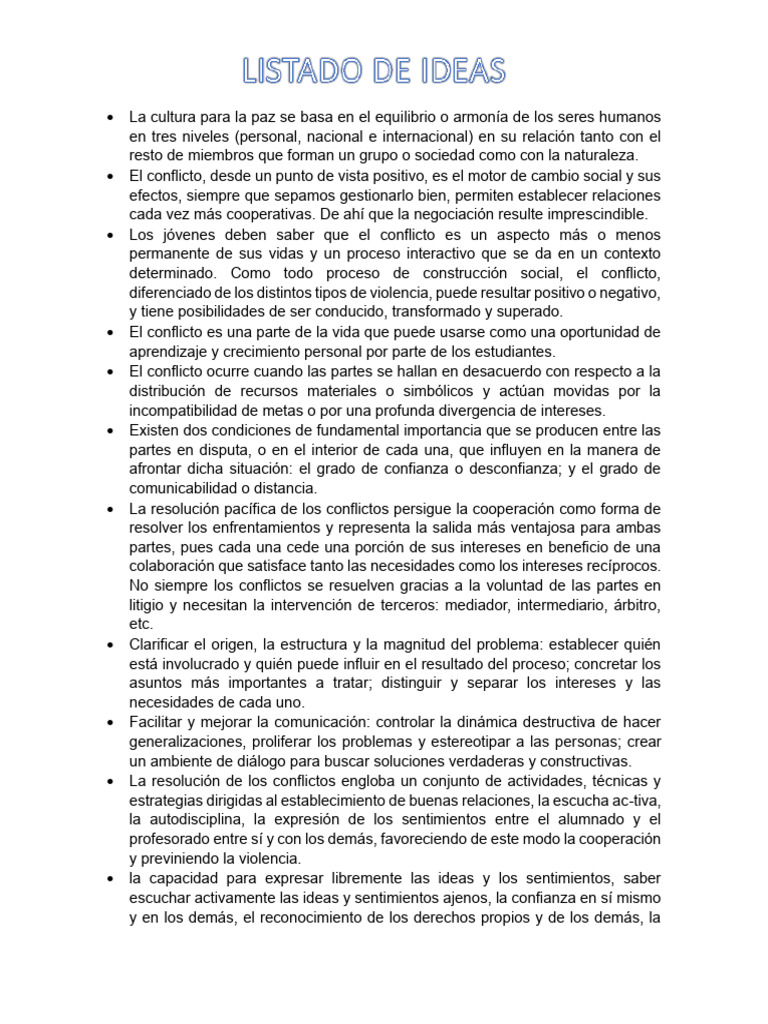 Listado de Prevención de Conflictos | PDF | Conflicto (proceso) | Mediación
