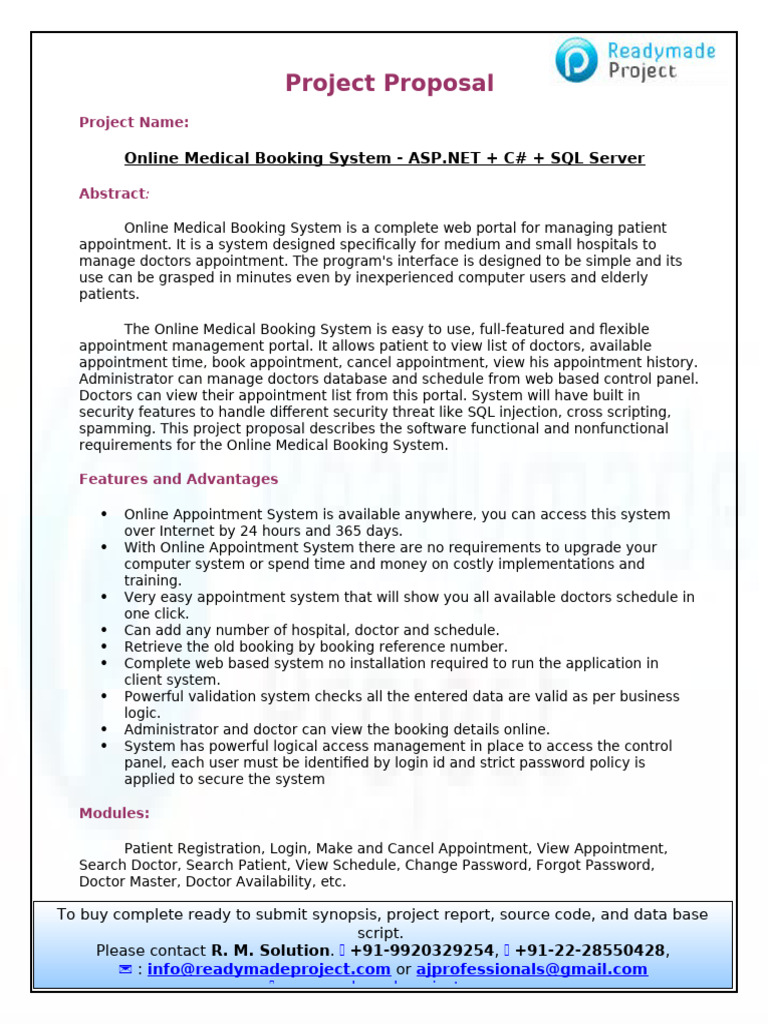 online_appt_project_proposal | PDF | Databases | Web Application