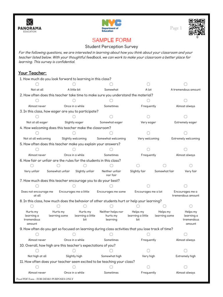 2022 23 Student Perception Survey Questions | PDF | Teachers | Race And ...
