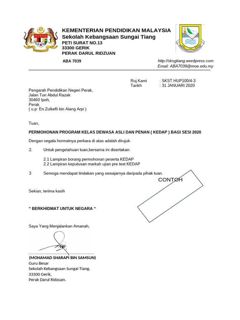 Contoh Surat Iringan Kedap 2024 | PDF