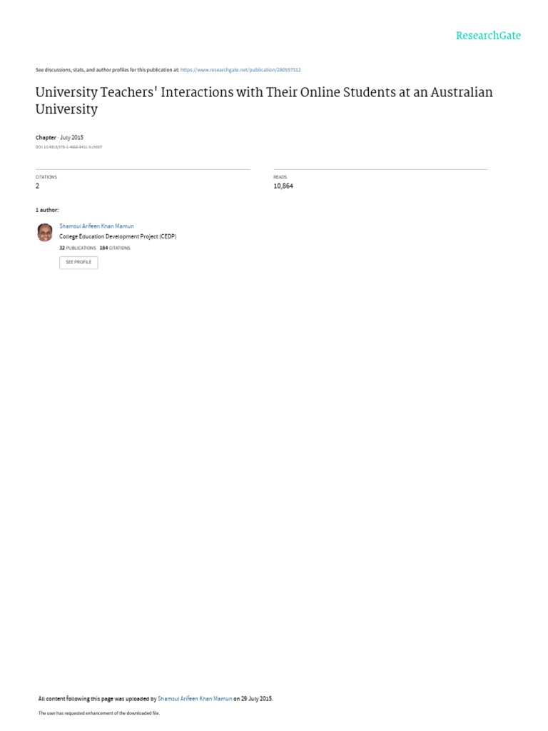 University Teachers Interactions With Their Online Students at an ...
