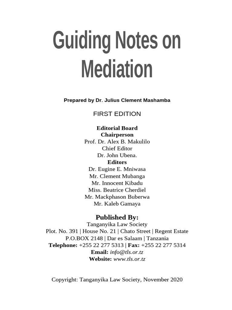 Guiding Notes On Mediation | PDF | Alternative Dispute Resolution ...