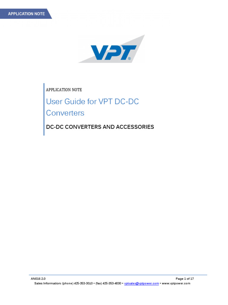 VPT DC-DC Converter User Guide | PDF | Electromagnetic Interference ...
