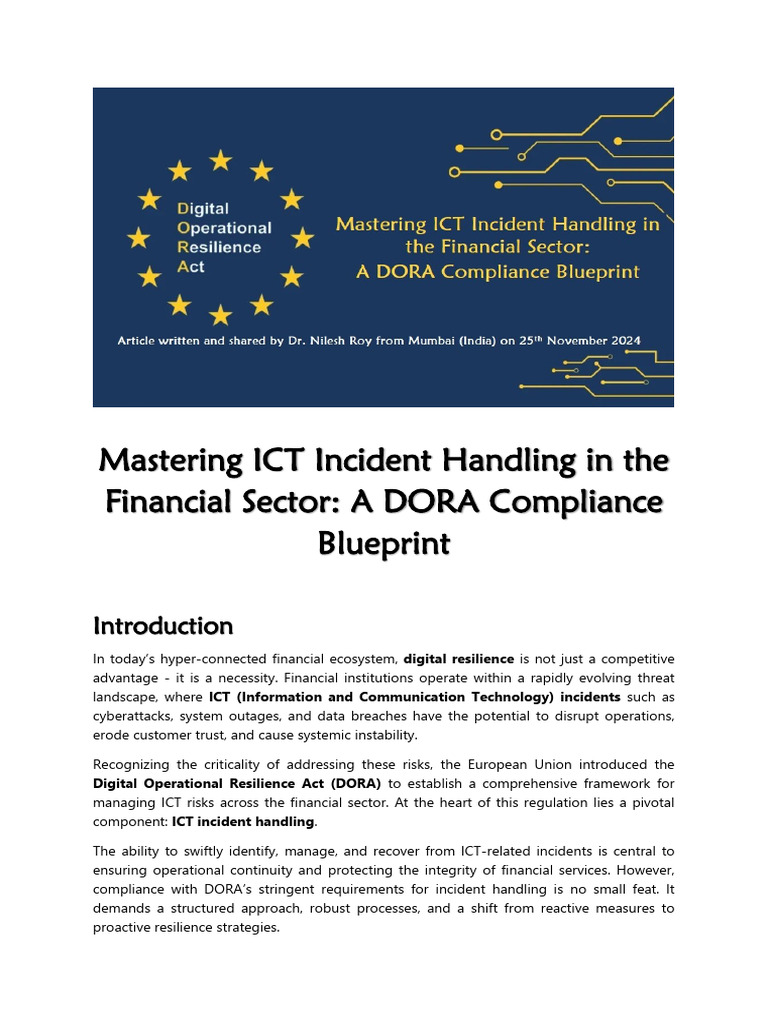 25november2024 - Mastering ICT Incident Handling in The Financial Sector - A DORA Compliance ...