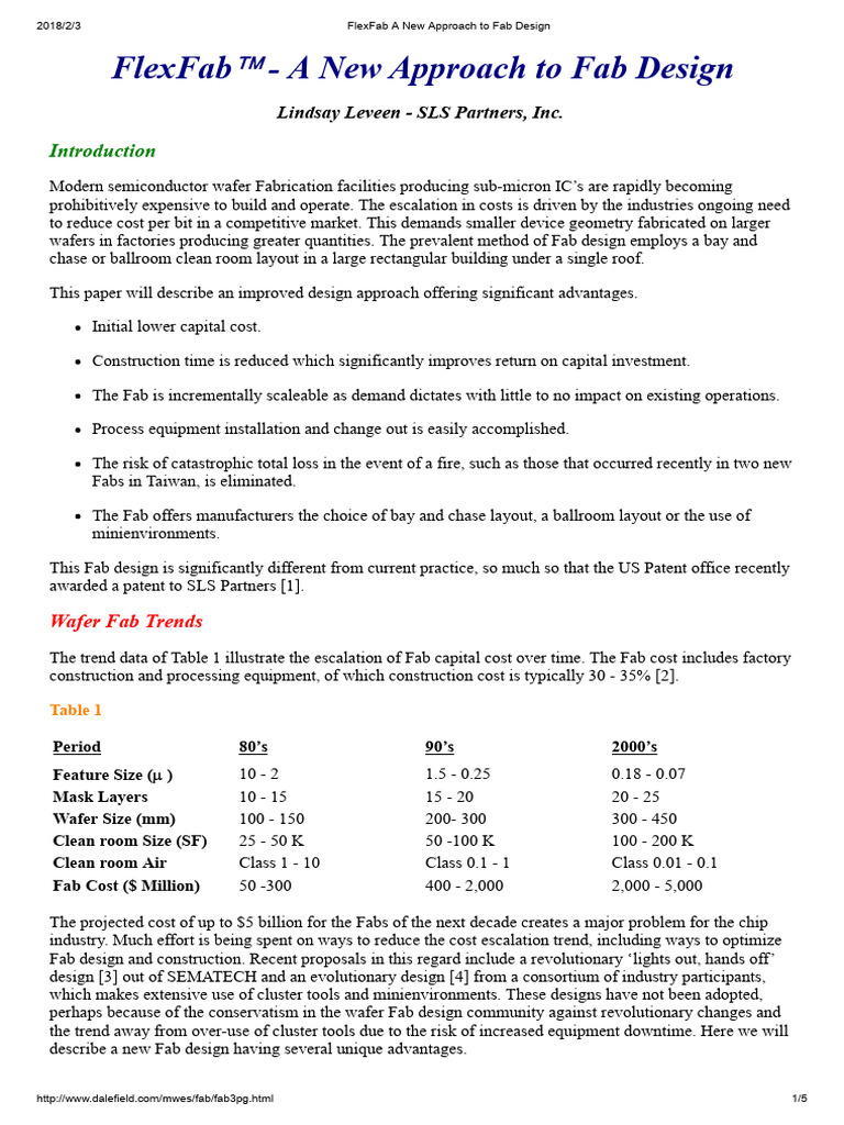 FlexFab A New Approach to Fab Design | PDF | Semiconductor Device ...